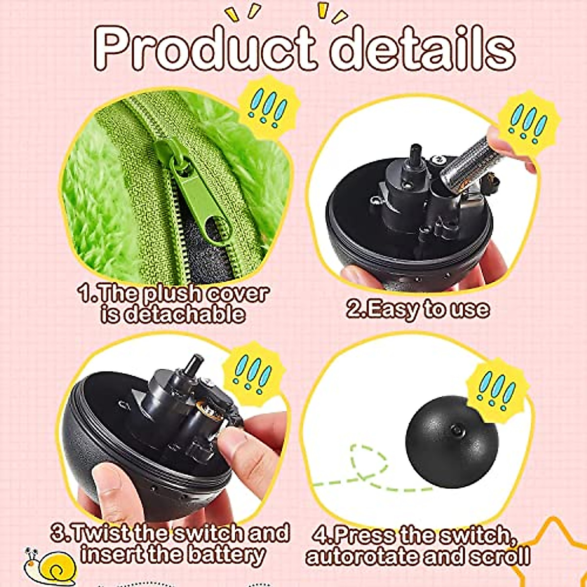 CHNLML Active Rolling Ball for Dogs, Magic Automatic Ball Funny Dog Cat Interactive Toys Plush Electric Rolling Balls (1 Set)