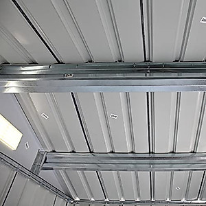 NBTiger 4.2’ x 7’ Large Outdoor Storage Shed, Sturdy Utility Tool Lawn Mower Equipment Organizer for Backyard Garden w/Gable Roof, Lockable Sliding Door, Vents - Grey