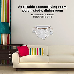 Haofy Creative European Angel Wall Shelf, Wall Decoration European Exquisite Beautiful Decoration Rack Floating Wall Shelf for Bedroom Living Room Kit(Pure White Gold)