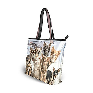 My Daily Women Tote Shoulder Bag Cute Chihuahuas Dog Handbag Large