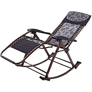 XZGDEN Lightweight Sun Lounger Camping Chairs Leisure Chair Garden Patio Foldable Textilene Fabric Rocking Lounger Chair Sunbed Supported Weight Max 440lb