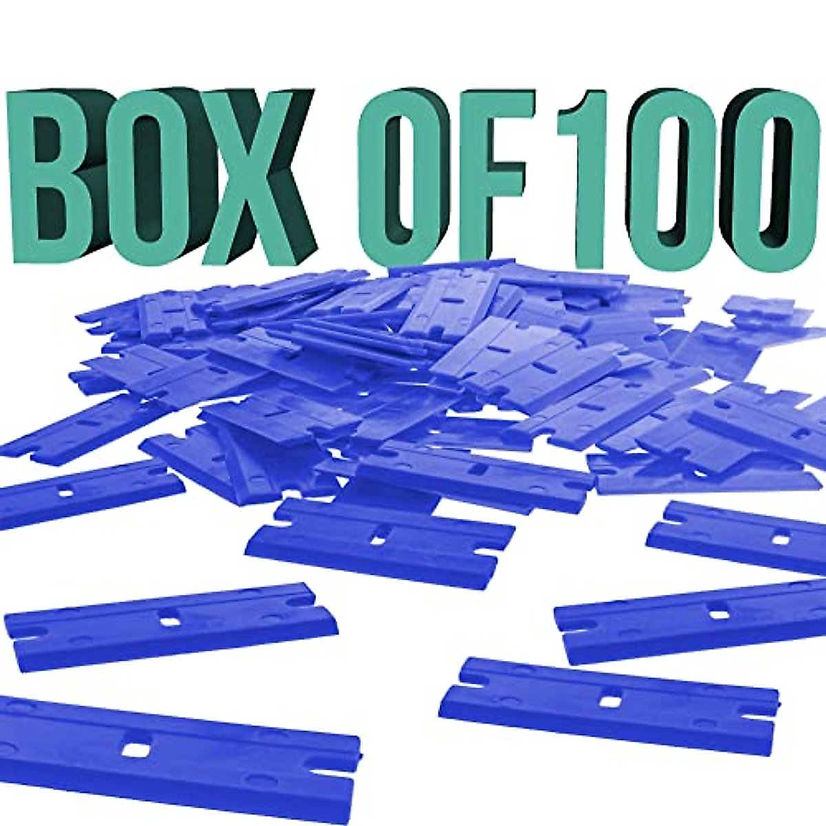 TCP Global 100 Piece Plastic Razor Scraper Blades with Extra Sharp Chisel Edge, Remove Decals, Stickers, Adhesive, Clean Glass