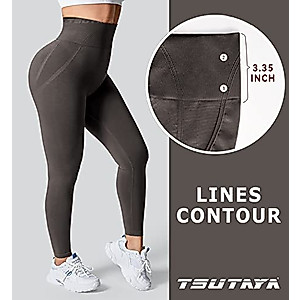 TSUTAYA Seamless Workout Scrunch Leggings for Women Butt Lifting Tummy Control Women's High Waisted Gym Yoga Pants