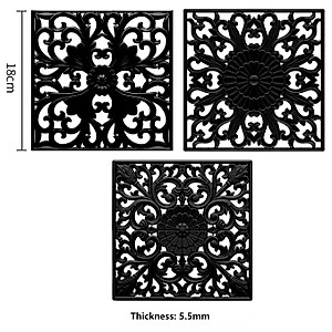 Smithcraft Trivets for Hot Dishes, Pots & Pans, Square Hot Pads for Kitchen, Heat Resistant Mats for Kitchen Counter, Multi Use Silicone Trivet Mat, Flexible Silicone Pot Holders Mats Black Set of 3