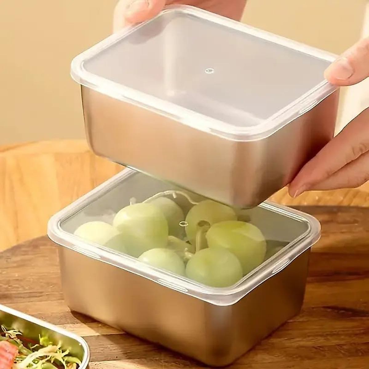 Souso 6pcs Stainless Steel Stacking Food Containers with Lids, Reusable Snack & Prep Containers for Office, sp-00018