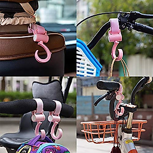 Stroller Hooks Multi Purpose Hook Hanger Clips for Diaper Bags,Purses,Shopping Bags,Perfect Stroller Accessory for Free Your Hands (Pink)