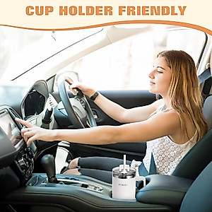 WYHVAND 40 oz Tumbler with Handle, Stainless Steel Insulated Tumbler with Lid and Straw Keeps Drinks Cold and Hot, The Best Birthday Gifts for Family, Friends -Cream