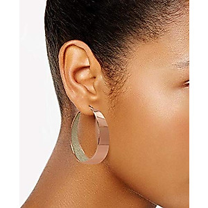 GUESS Rose-Gold-Tone Interior Glitter Hoop Earrings