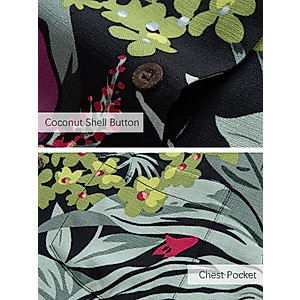 Havana Breeze Men's Hawaiian Button Shirts Breathable & Luxurious Silk Blend Short Sleeve Blouse for Vacation Safflower XXL