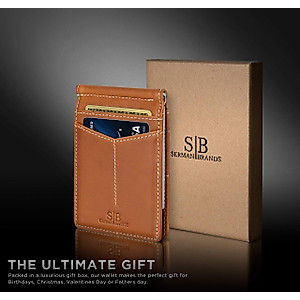 SERMAN BRANDS RFID Blocking Wallet Slim Bifold - Genuine Leather Minimalist Front Pocket Wallets for Men with Money Clip Gift (California Desert Rogue)