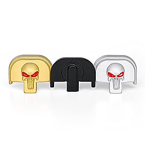 3D Aluminum Rear Cover Slide Back Plate for Smith and Wesson SD9 SD9VE SD40 SD40VE 9mm/.40 Accessories, Black Skull Red Eyes