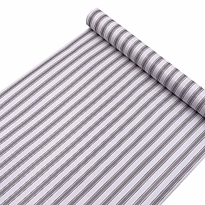 Yifely Grey & White Shelving Paper Easy to Use Stripes Shelf and Drawer Liner Removable Make Old Furnitures Neat 17.7 Inch by 9.8 Feet