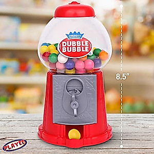 PLAYEE Classic Style Gum Machine – Gumball Machine for Kids – Candy Bank with 45 Colorful Gum Balls – 8.5” Candy Dispenser for Boys and Girls
