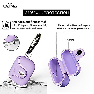 OCING 5 in One New Airpods Pro Case Cover with Snap Lock Safer Secured,360° Protective Silicone Case for Girl Women Kids, Supports Wireless Charging[Front LED Visible] (Purple)