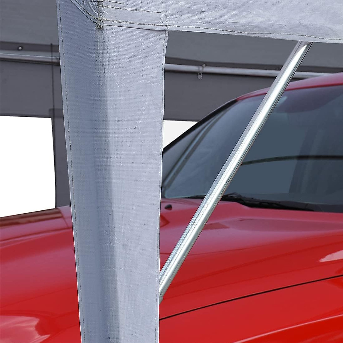 PEAKTOP OUTDOOR 10'x20' Heavy Duty Carport, Portable Car Canopy, Garage Tent, Boat Shelter with Reinforced Triangular Beams, Silver Grey
