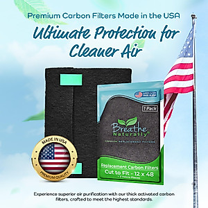 Breathe Naturally Universal Cut To Fit Activated Carbon Air Filter - Replacement Charcoal Air Filters - Carbon Filter Sheet for Air Purifier, Vent Filters & More - Made in USA (Pack of 1, 12x48)
