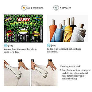 BINQOO 7×5ft Cartoon Birthday Backdrop Green American Comics Cityscape Buildings Photography Background Tortoise Boy Newborn Baby Shower Kids Decoration Birthday Party Photo Booth Prop