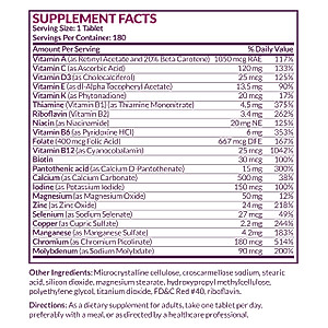 Futurebiotics Women's 50+ Multivitamin Once Daily Multivitamin for Active Women Over 50, NON-GMO, 180 Tablets