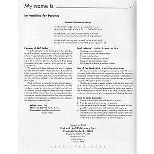 Rod and Staff Bible Pictures to Color - Children's Coloring Book Workbook (A-B-C Series)