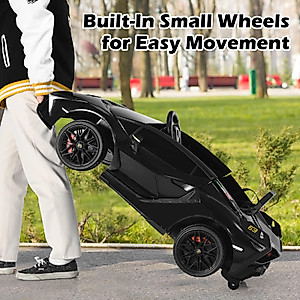 INFANS 12V Licensed Lamborghini Sian Kids Ride On Car with Parent Remote Control, Spring Suspension, MP3 Player, Electric Toy Roadster Carbon Fiber Textured for Toddler (Black)