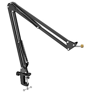Microphone Arm Stand, FIFINE Suspension Boom Scissor Mic Stand with Heavy Duty Clamp, 3/8" to 5/8" Adapter, for Voice-over, Gaming, Recording, Studio, Home Office (CS1)