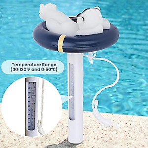 Generic Floating Pool Temperature Thermometer | Easy Read Water Temperature Outdoor & Indoor | Adorable Polar Bear Shape Design Water Thermometer for Swimming Pools Hot Tubs & Spas