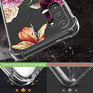 Samsung Galaxy A14 5G Floral Case for Girls & Women with 2pcs Screen Protector - TPU Rubber Shock-Absorption Cover (Purple Flower)