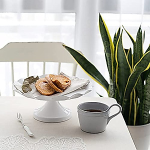 Set of 3 Pcs Wave Rim Cake Stands Iron Cake Holder Dessert Display Plate Serving Tray for Baby Shower Wedding Birthday Party (White)