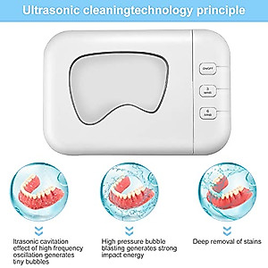 BlumWay Ultrasonic Denture Cleaner 200ml False Teeth Cleaning Machine, Very Safe Simple and Efficient Denture Cleaning Device for Old Parents Thoughtful Gifts