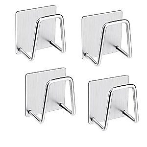 MAXGLAM 4 Pack Adhesive Sponge Holder Sink Organizers Caddy for Kitchen Accessories Quick Drying Mini Size Scrub Sponge Sus304 Stainless Steel Rust Proof Waterproof Save Space of Sink