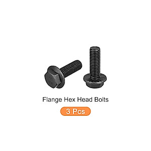 METALLIXITY Flanged Hex Head Bolts (M12x35mm) 3pcs, Hexagon Serrated Flange Bolt Fully Thread Screw - for House Construction Hardware Fasteners