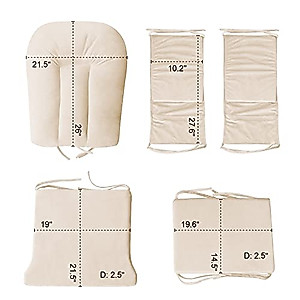 Paddie Glider Rocker Replacement Cushions Set with Storage Velvet Washable Non Slip for Glider Rocking Nursery Chair, 5PCS, Beige