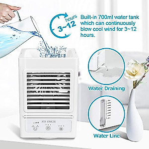 Personal Air Cooler, 5000 mAh Battery Operated 60° and 120°Auto Oscillation,Portable Air Conditioner Fan with 3 Refrigeration and 3 Wind Speeds,Ultra Quite Cooling Fan for Outdoor Home and Office