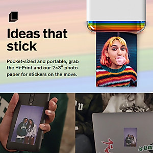 Polaroid Hi-Print 2x3 Pocket Photo Printer + Polaroid Hi-Print 2X3 Paper Cartridge 20 Sheets + Hanging Photo Frames