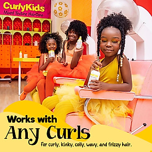 CurlyKids Textured Hair Care Set with Hair Detangler Spray, Kids Shampoo, Conditioner & Creme for Curly, Frizzy, & Wavy Hair | Sulfate & Paraben-Free Formula to Detangle, Hydrate, and Revitalize Curls