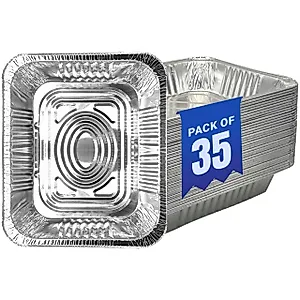Aluminum Foil Pans (35 Pack), 9x13 Disposable Aluminum Pans Heavy Duty Baking Tin Foil Trays for Baking, Great for Pack 35