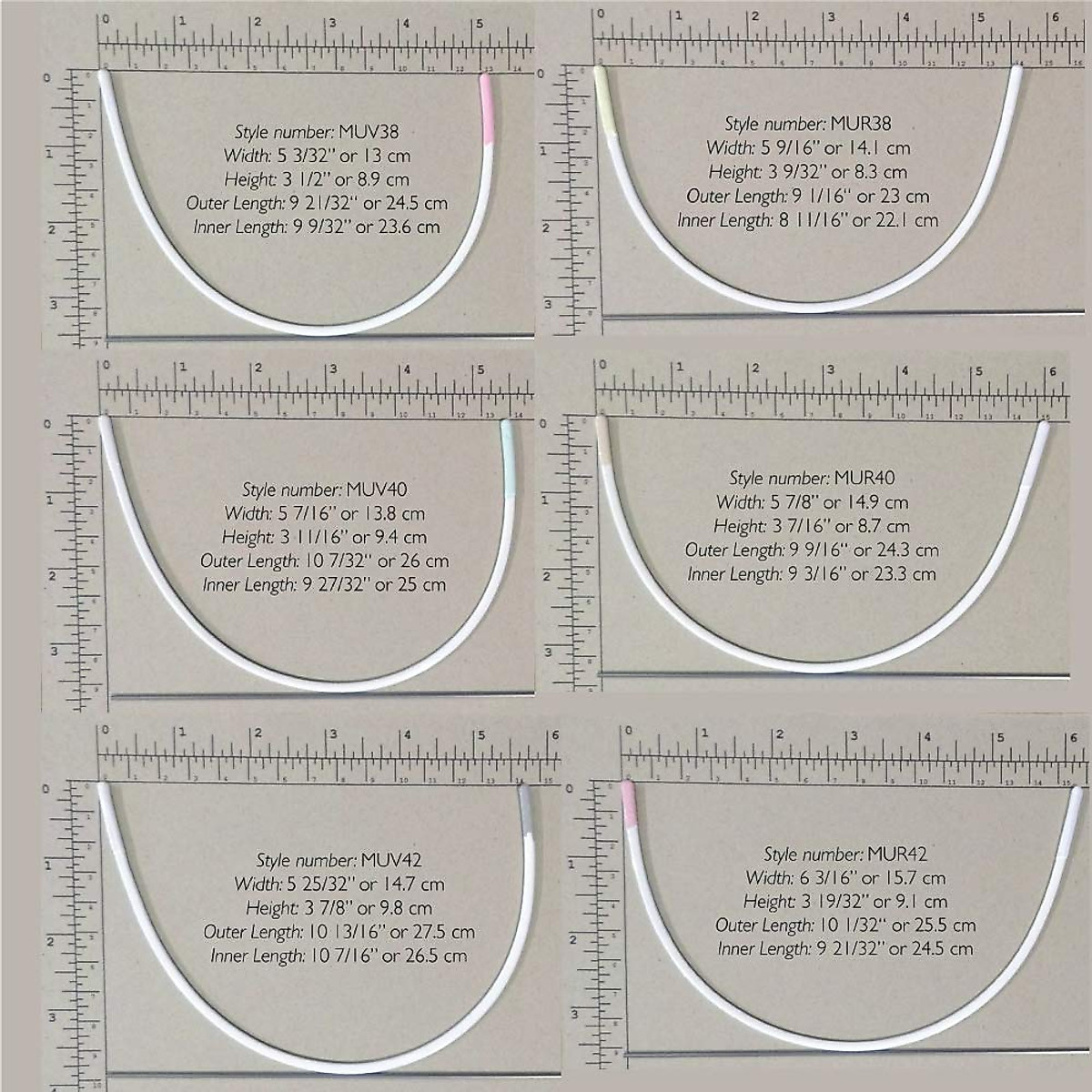 Porcelynne Carbon Steel Replacement Underwire Repair - Nylon Coated - Heavy Gauge Sturdy Wire for Bras - Regular Wire Size 42-1 Pair - See Pictures for Measurements and How to Order