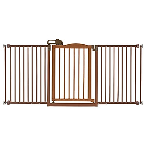 Richell One-Touch Gate II Wide, Wide Dog gate with Wooden Door, from 32.1-62.8" Wide & 30.5" H