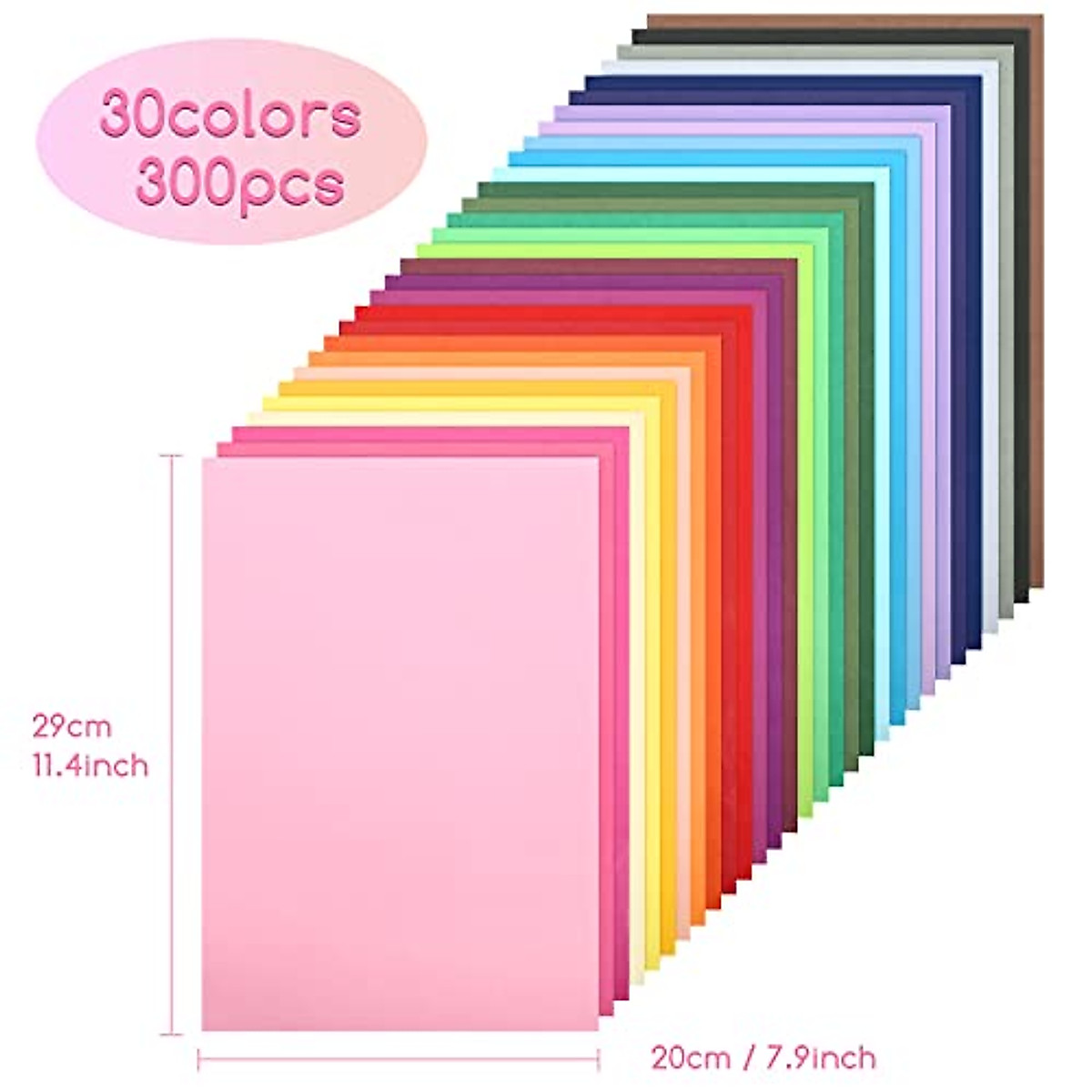 300 Sheets Gift Wrapping Tissue Paper 30 Assorted Colored Tissue Paper, 11.4" x 7.9" Art Craft Paper, DIY Rainbow Tissue Paper Bulk for Gift Wrapping Gift Bags Decorations