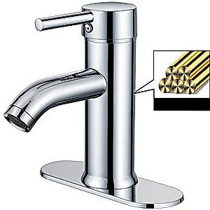 Bathroom Sink Faucet Single Hole Single Handle Bathroom Faucet Commercial Fashion Modern Vanity Chrome Plated RV Bathroom Faucet with pop-up Drain Plug Suitable for 1 Hole or 3 Hole mounting NICTIE