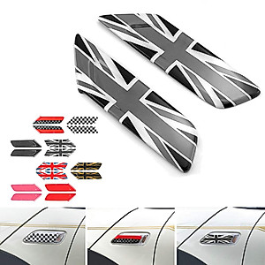 Heinmo Car Side Scuttle Stickers Turn Signal Lamp Pattern Decorative Shell ABS Cover Decals for Cooper Clubman F54 (Gold Union Jack)