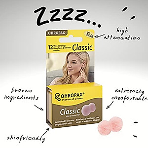 Ohropax Wax Ear Plugs Qty 3 Boxes - Total of 36 Ear Plugs with Free Yellow 6 Compartment Box