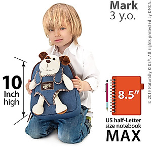 Naturally KIDS Dog Toddler Backpack, Dog Stuffed Animals, Stuffed Dog for Toddlers Boys Girls