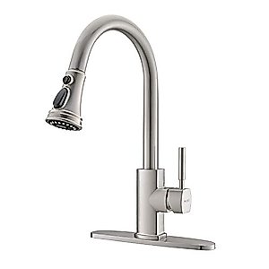 PAKING Kitchen Faucet, Kitchen Sink Faucet, Sink Faucet, Brushed Nickel Kitchen Faucets with Pull-Down Sprayer, Stainless Steel Bar Kitchen Faucet, Sweep Spray