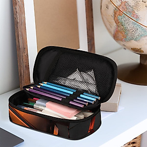 Pencil Case PU Leather Pencil Pouch Pencil Bags Soccer Pencil Organizer with Zipper, Adults Pencil Boxes Makeup Bag Ball Net Pencil Storage Bag for Office School