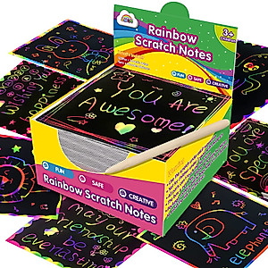 ZMLM Gift Christmas for Girl Art-Craft Kit: Rainbow Scratch Paper Magic Art Craft Project Supply Toddler Drawing Activity Kid Travel Toy Age 3-12 Year Old Birthday Gift