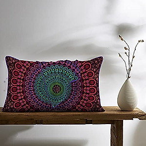 BlessLiving Satin Pillow Case for Women - 2 Pack Bohemian Standard(20''x26'') Mandala Pillowcase - Set of 2 Red Boho Silk Pillowcase with Envelope Closure