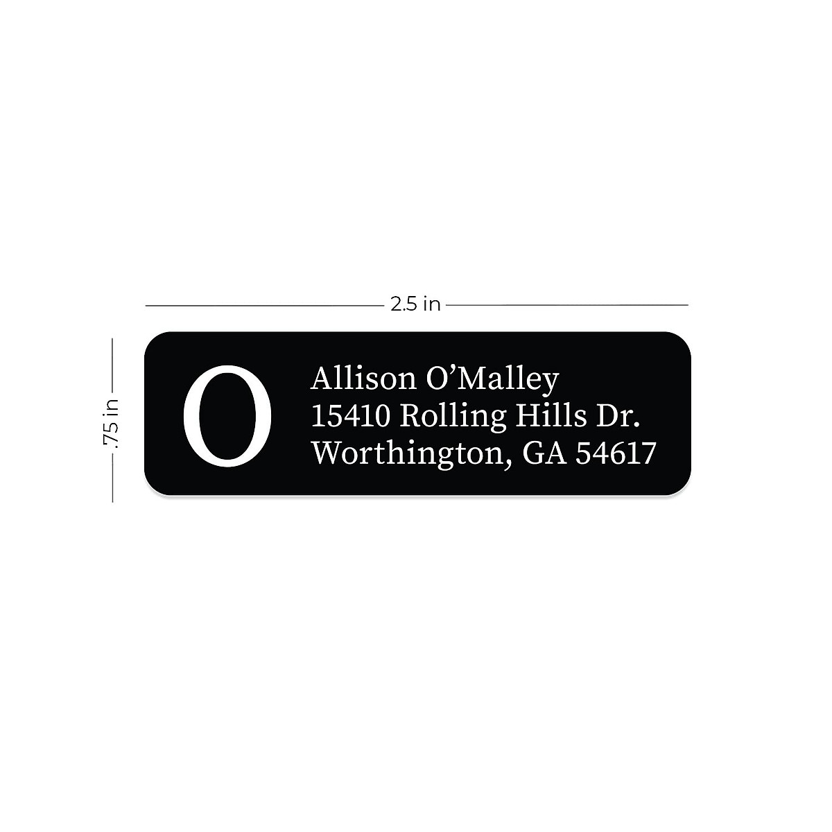 Simple Black Monogram Rolled Address Labels / 250 Personalized Return Address Labels/Designer Address Stickers in Elegant Plastic Dispenser