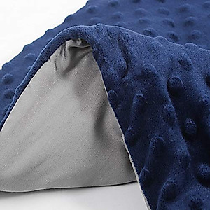 Sleepymoon Weighted Lap Blanket 20"x25" 5lbs Heavy Sensory Lap Pad for Kids Adults Includes Washable Cover Dual-Sided Soft Navy Minky+Cool Grey Bamboo with Glass Beads