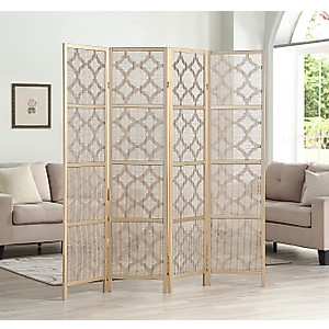 NicBex Room Divider 4 Panel Room Dividers with Quarterfoil Diamond Design Partition Room Dividers and Folding Privacy Screens Wall Divider for Home, Room Separation,69.28"W x 17.32"D x 70.31"H, Gold
